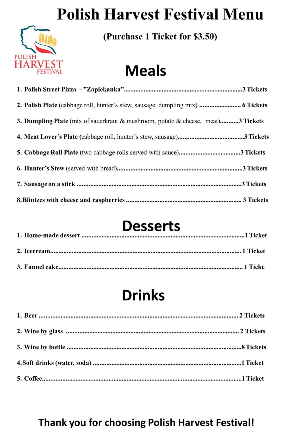 Polish Festival Menu – Parafia Matki Boskiej Czestochowskiej